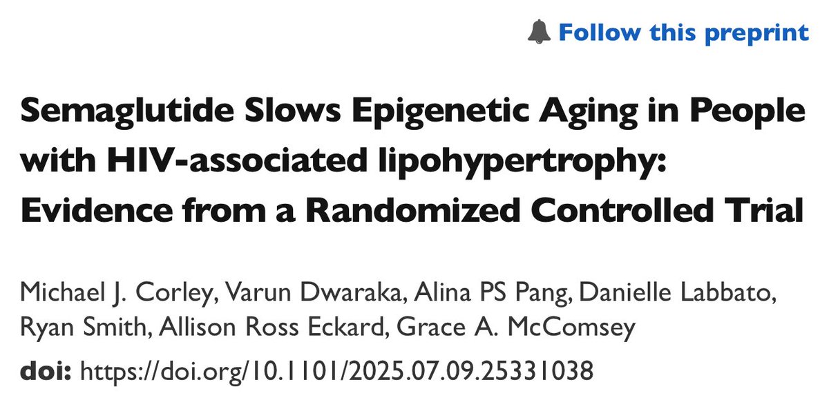 Semaglutide Slows Epigenetic Aging in 108 HIV Patients in 32-Week ...