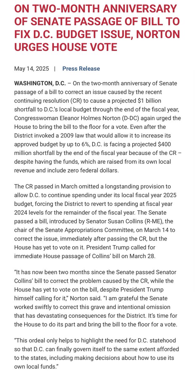 Senate Passes D.C. Local Funds Act to Restore $1 Billion Budget, House ...