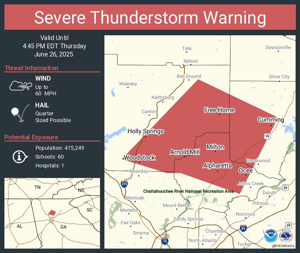 Severe Thunderstorm Warnings Issued June 26-27 for Georgia Counties ...