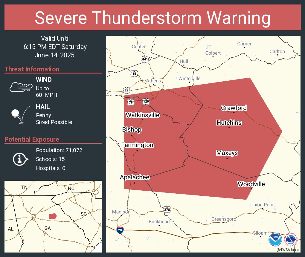 Severe Thunderstorms Trigger Warnings Across North Georgia Counties ...