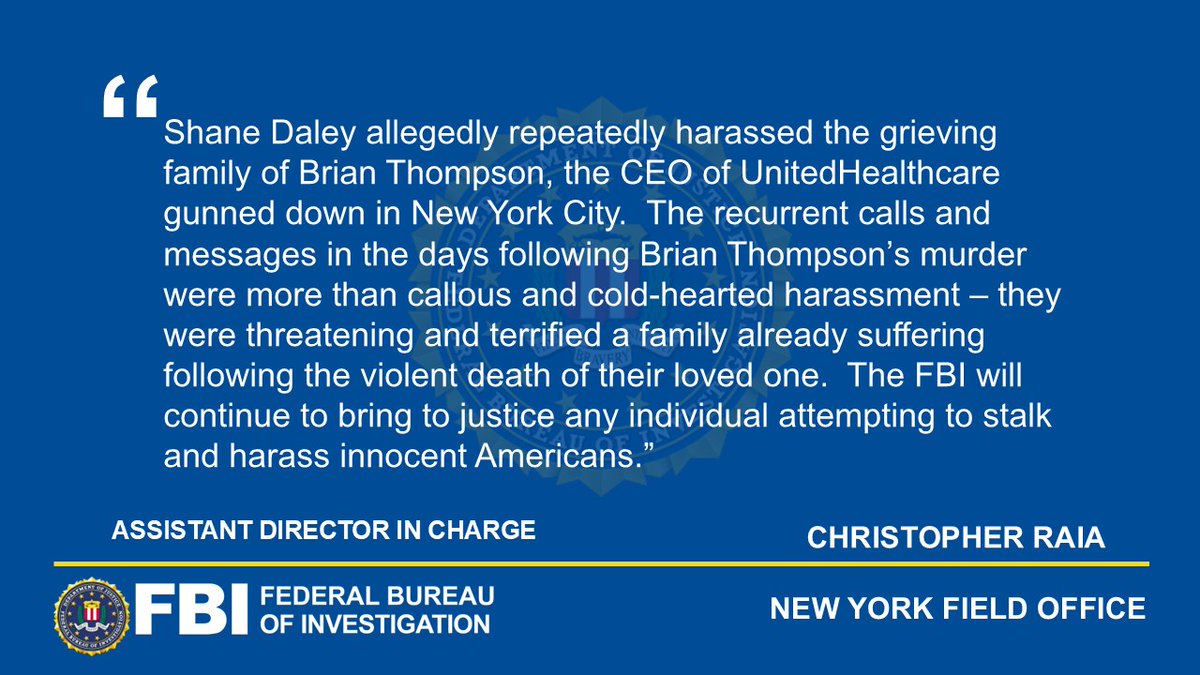Shane Daley Charged With Cyberstalking Family of Slain UnitedHealthcare ...