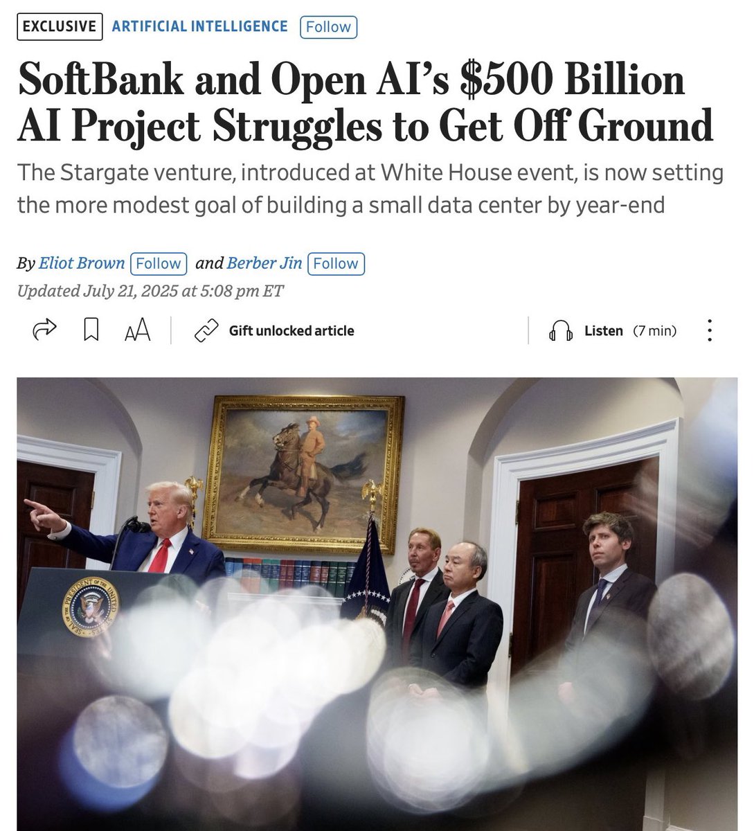 SoftBank, OpenAI Scale Back $500 Billion ‘Stargate’ AI Project Amid ...