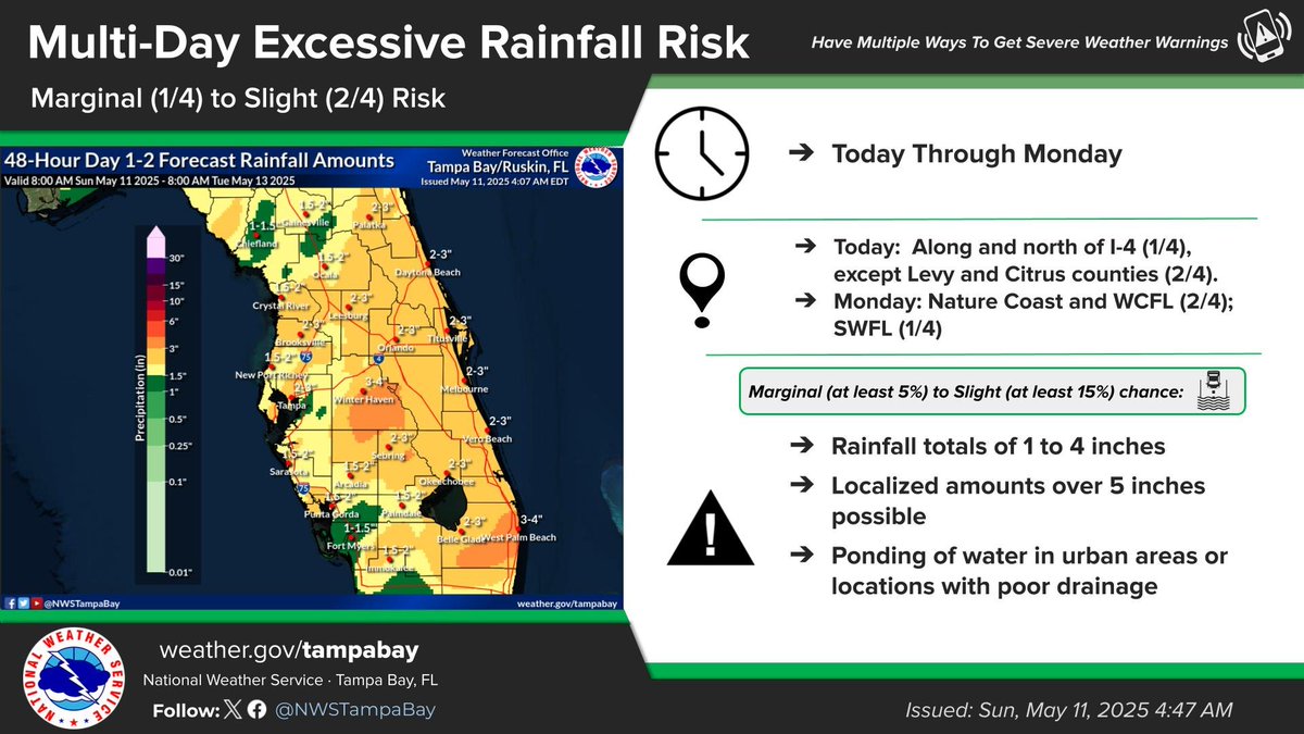 Southeast U.S. Faces Heavy Rainfall, Flooding Risk With 5-Inch Rain, 54 ...