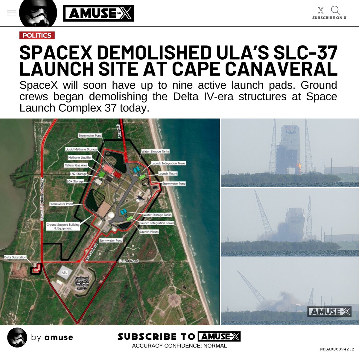SpaceX Demolishes Mobile Service Tower at Decommissioned SLC-37 to ...