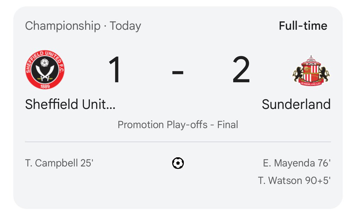 Sunderland Beats Sheffield United 2-1, Secures Premier League Return with Watson's 95th-Minute ...