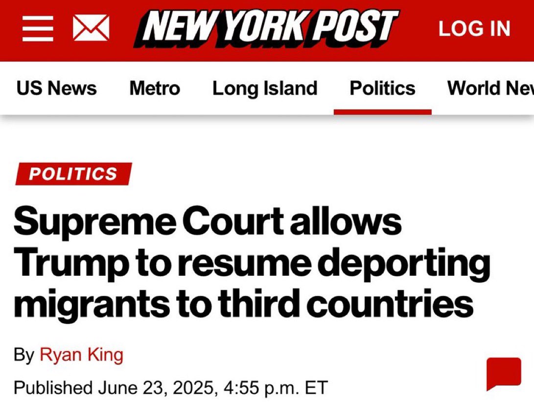 Supreme Court 6–3 Lets Trump Resume Deportations to Third Countries | DeepNewz US Judiciary