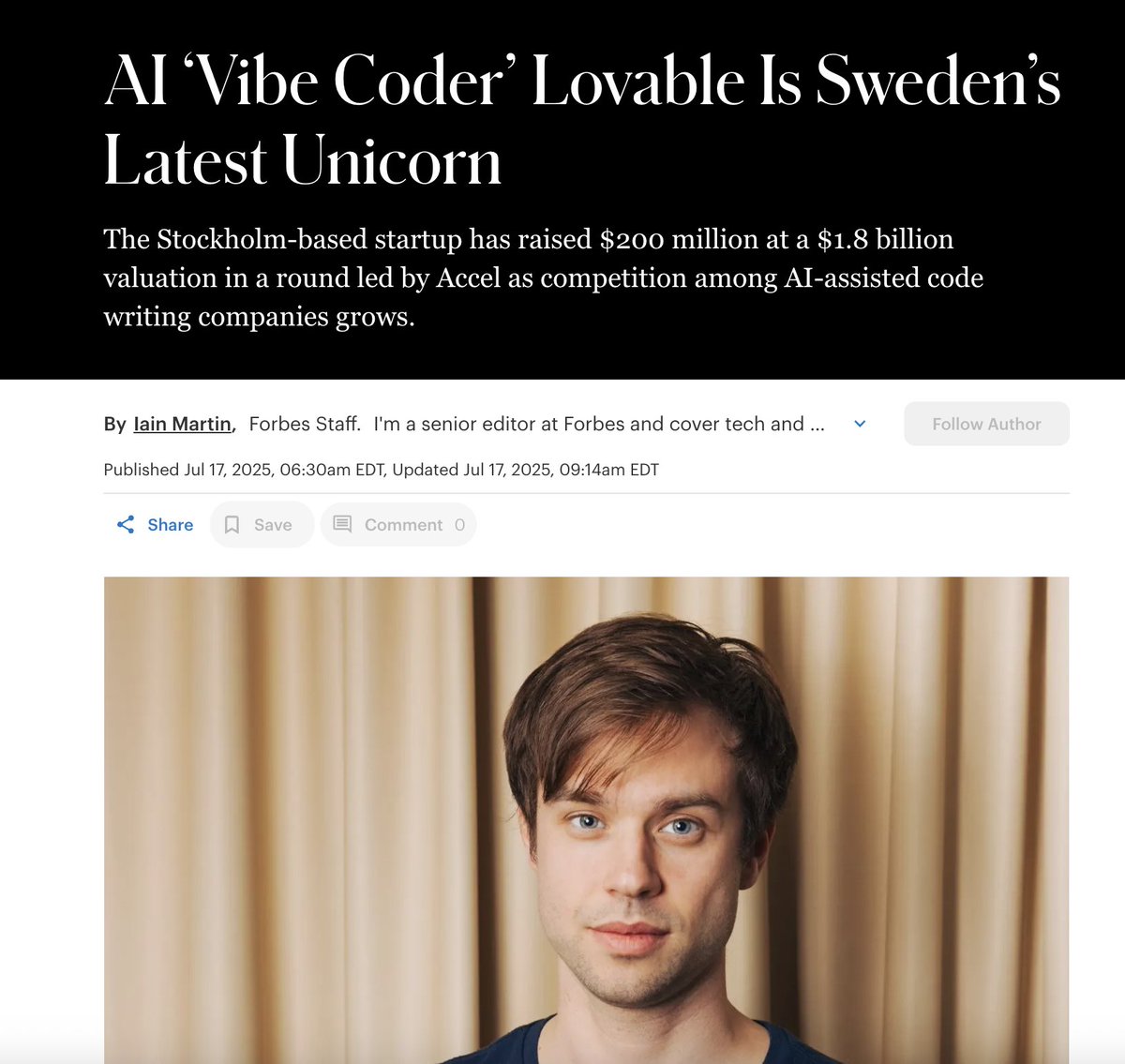 Swedish AI Startup Lovable Raises $200 Million in Accel-Led Series A at ...