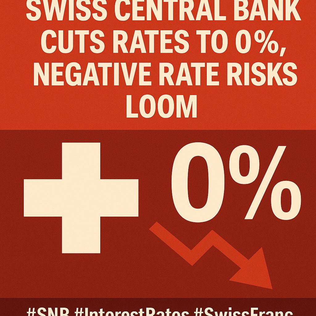 Swiss National Bank Cuts Interest Rate by 25bps to Zero Percent, Sixth ...