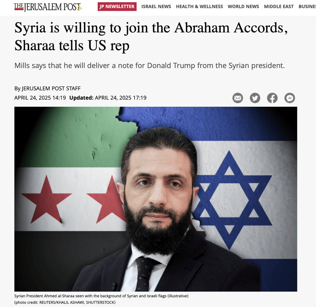 Syrian President Ahmed al-Sharaa Discusses Joining Abraham Accords with ...