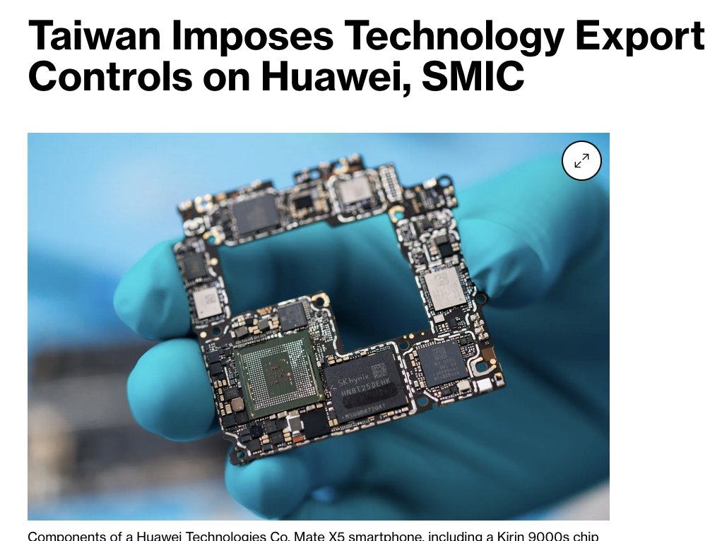 Taiwan Blacklists Huawei and SMIC, Tightening Export Controls on AI Chip Technology | DeepNewz ...