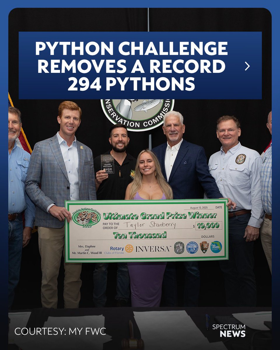Taylor Stanberry Wins $10,000 After Removing 60 Pythons in Record 294-Snake 2025 Florida Python ...