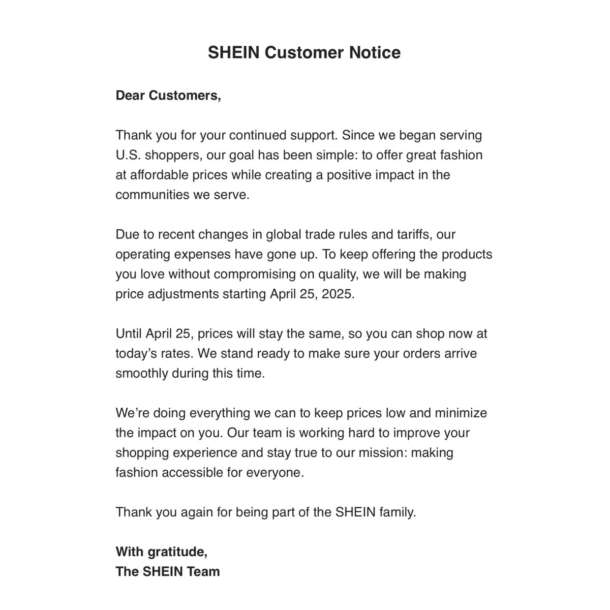 Temu and Shein to Raise Prices on April 25 Due to 145% Tariffs, Ending De Minimis Provision on ...