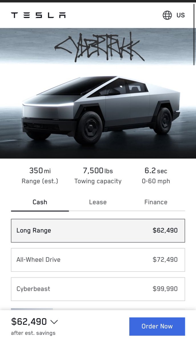Tesla Launches Long Range RWD Cybertruck in U.S. for $69,990, Offers ...