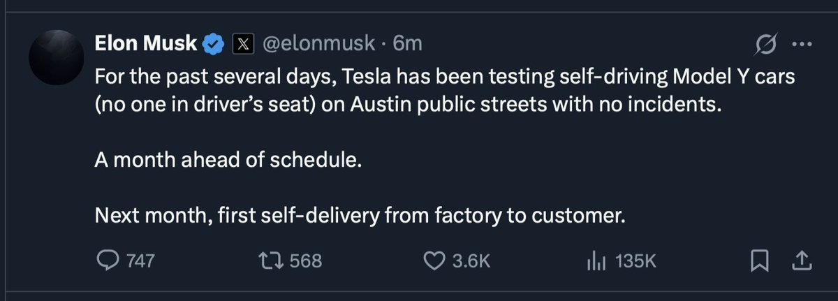 Tesla to Launch Austin Robotaxi Service June 12, Deliver First Self ...