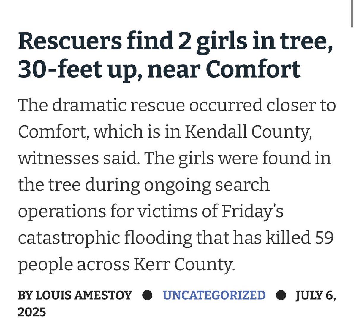 Texas Rescuers Save Two Girls Trapped in Tree After Deadly Floods ...
