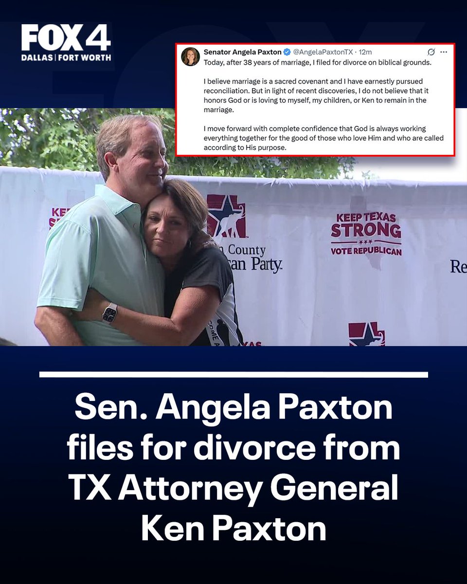 Texas Sen. Angela Paxton Files Divorce From AG Husband, Alleging ...