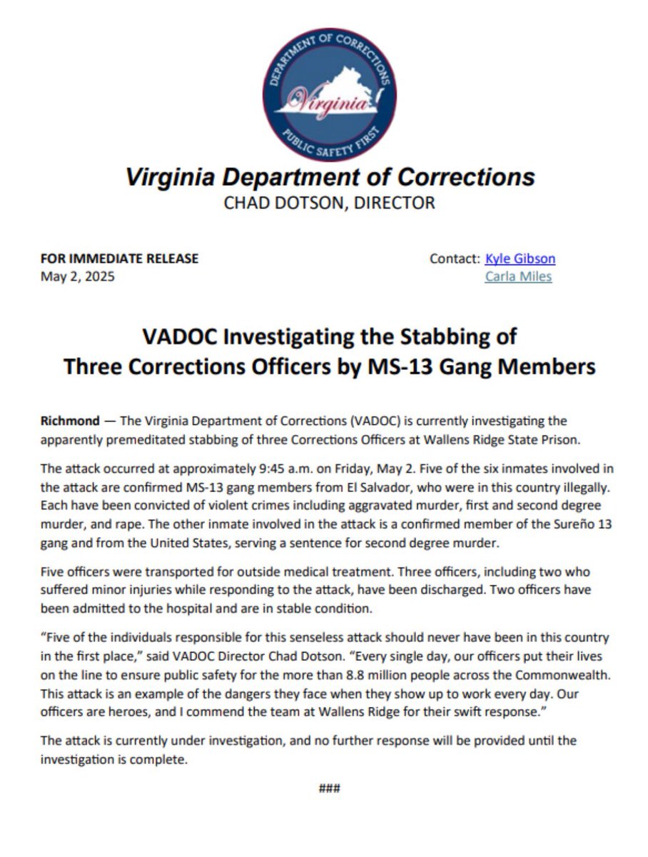 Three Virginia Corrections Officers Stabbed at Wallens Ridge Prison by ...