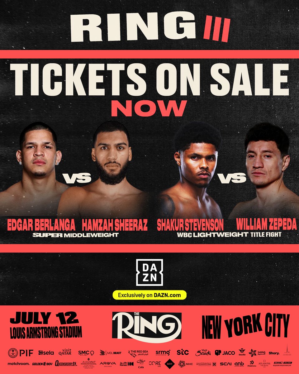 Tickets On Sale for July 12 Ring III at Louis Armstrong Stadium Featuring Stevenson vs. Zepeda ...