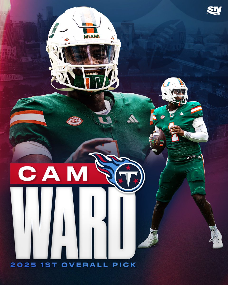 Titans Select Miami QB Cam Ward With No. 1 Pick in 2025 NFL Draft ...