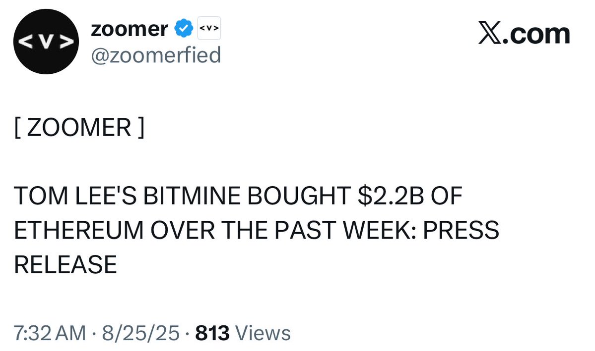 Tom Lee’s BitMine Adds $2.2 Billion in Ether, Tops Corporate Holdings ...