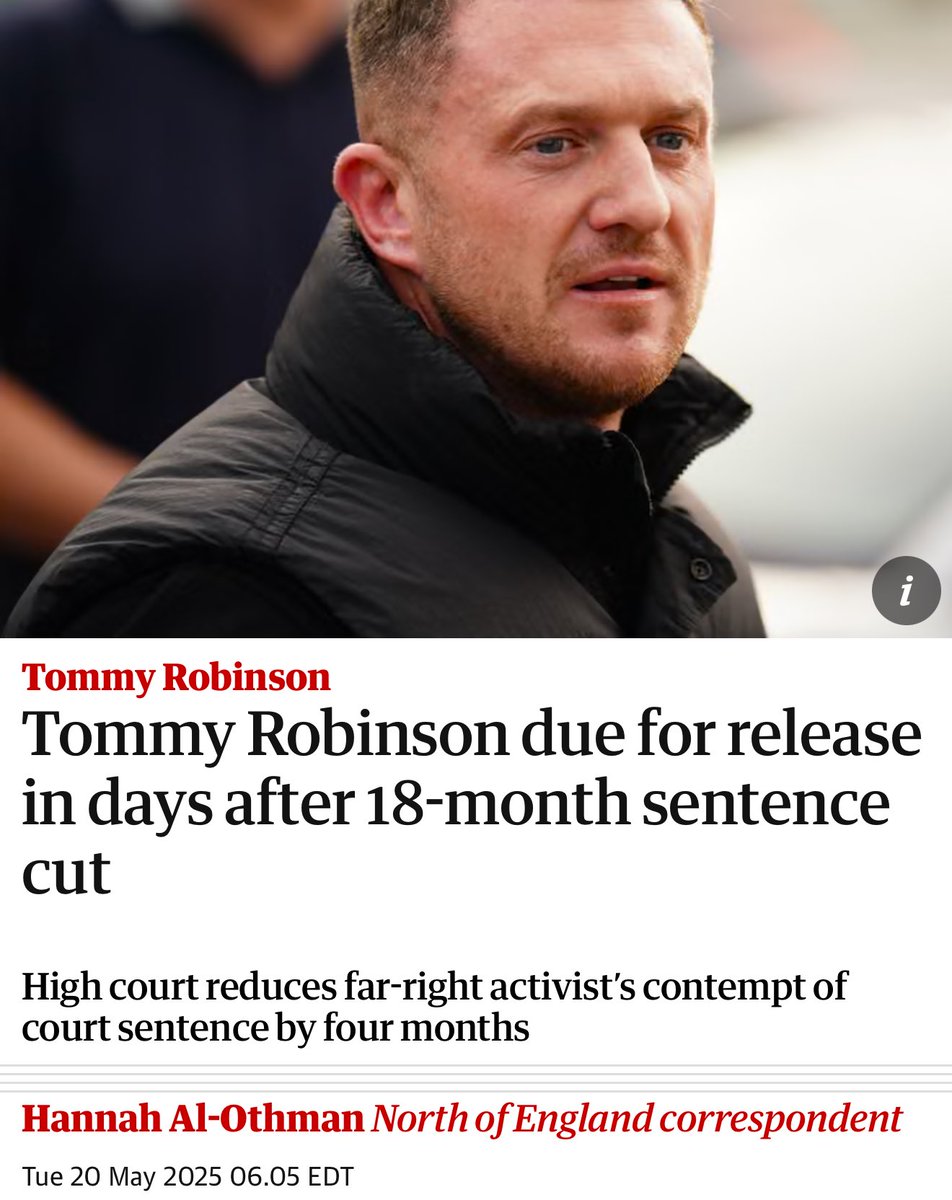 Tommy Robinson's Sentence Cut by 4 Months by High Court, Set for Early ...