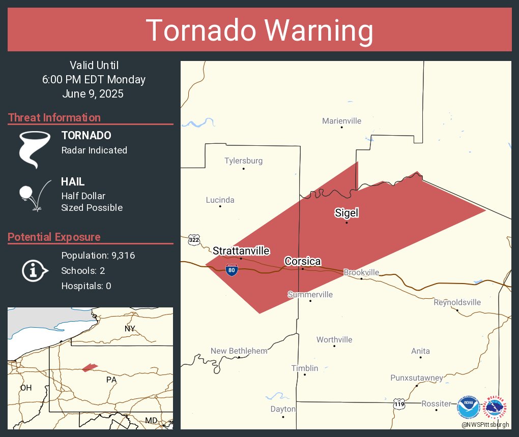 Tornado Warnings Issued Until 6:15 PM Across Multiple Counties in ...