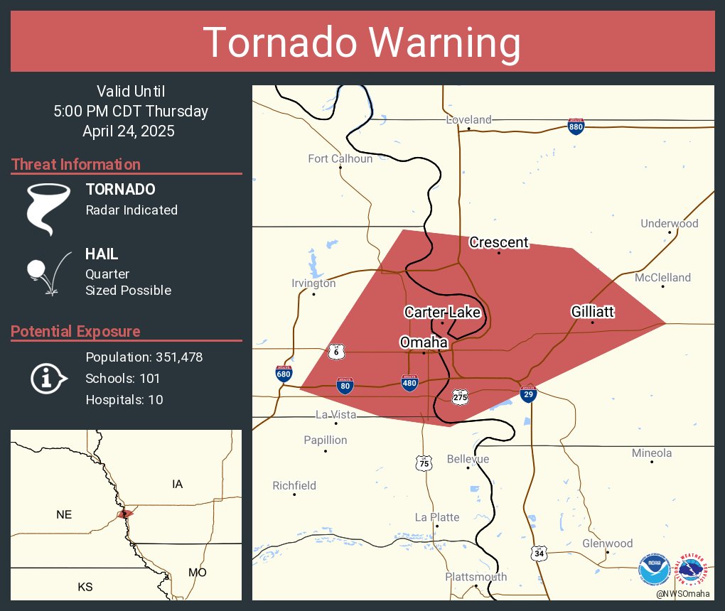 Tornado Warnings Until 5 Pm For Omaha Saline Douglas Counties