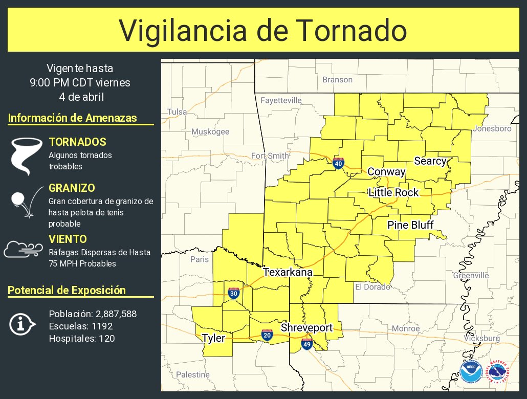 Tornado Watches Issued for Arkansas, Louisiana, Oklahoma, and Texas ...