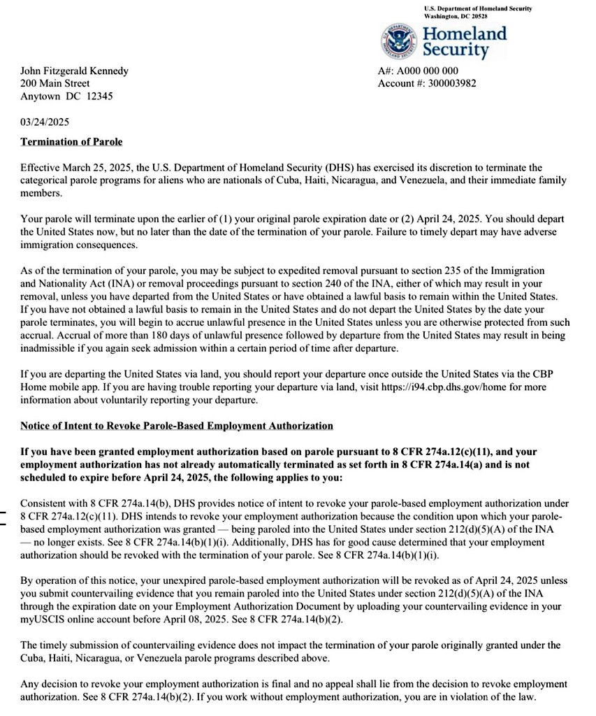 Trump Administration, Led by Kristi Noem, Terminates CHNV Parole ...