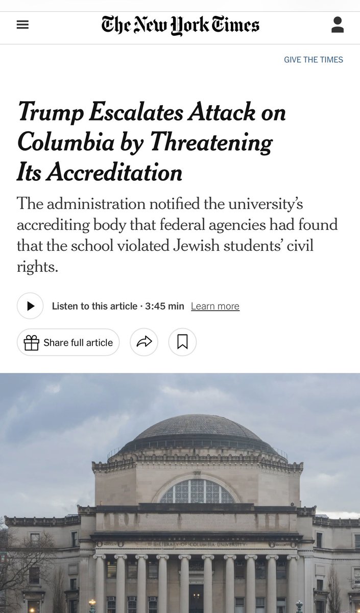 Trump Administration Targets Columbia University Accreditation Over Jewish Student Harassment ...