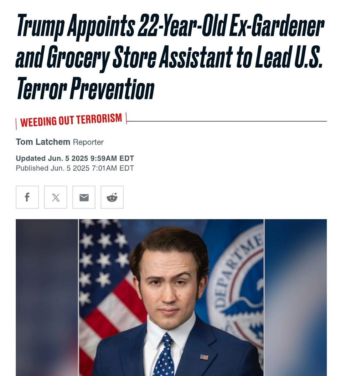Trump Appoints 22-Year-Old Thomas Fugate to Lead DHS Terrorism Office ...