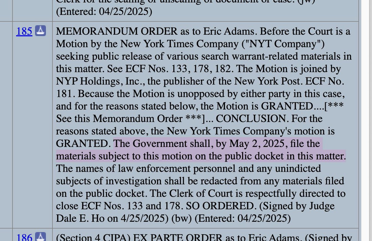 Trump DOJ Misses May 2 Deadline, Seeks One-Week Extension to Release Eric Adams Case Documents ...