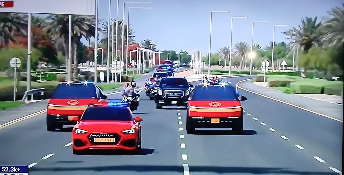 Trump Escorted by Red Tesla Cybertrucks in Qatar After Fighter Jet ...