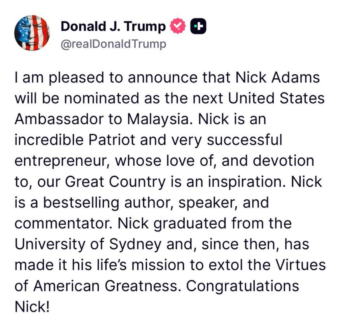 Trump Nominates Former Australian Politician and "Alpha Male ...