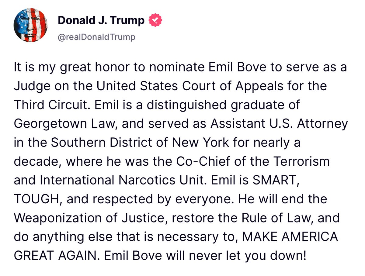 Trump Nominates Former Defense Attorney Emil Bove, DOJ Official and ...