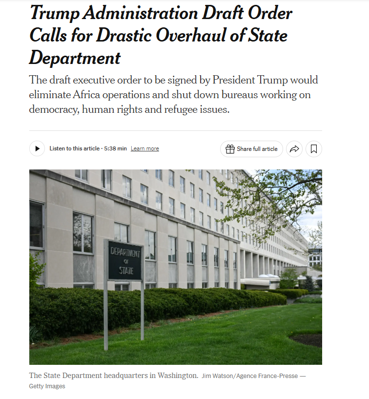Trump Proposes State Department Overhaul, Eliminating Africa Operations ...