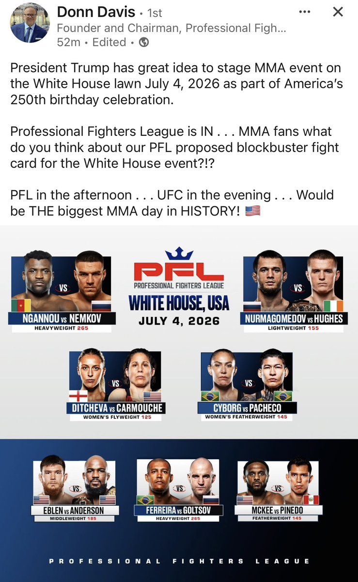 Trump Pushes White House UFC Card for 2026; McGregor, Jones Offer to ...