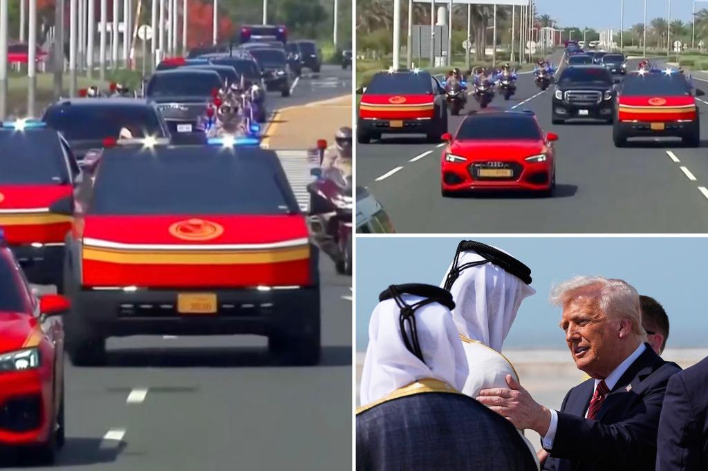 Trump's Qatar Visit Showcases Red Tesla Cybertrucks, Camels, and $200 ...