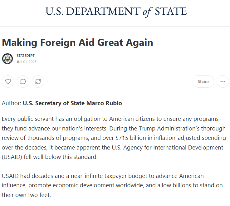 Trump Shuts USAID; Rubio Rebrands Foreign Aid Under ‘America First ...