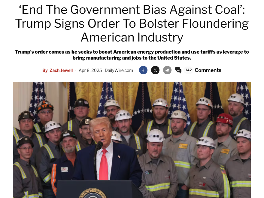 Trump Signs Executive Order to Support 47 Coal Companies and Keep ...