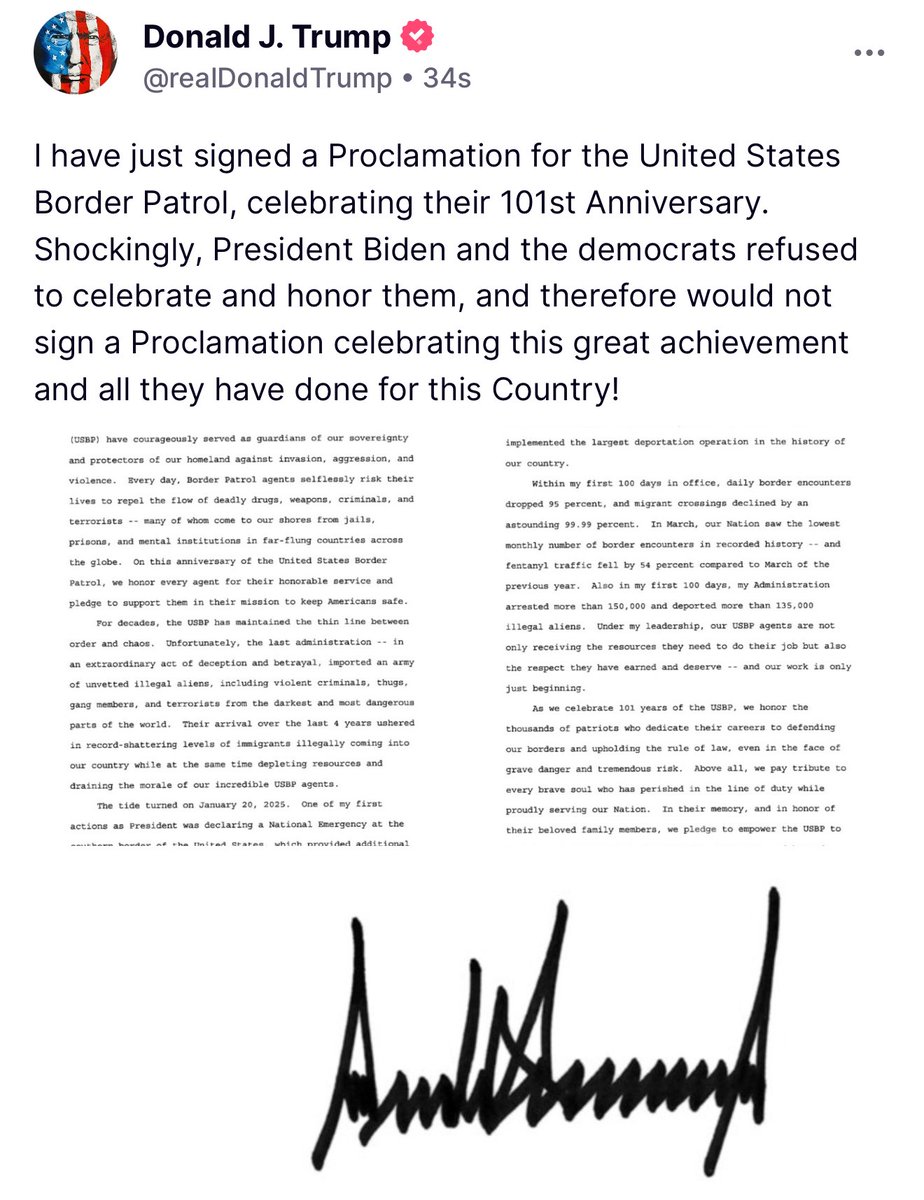 Trump Signs Proclamation for U.S. Border Patrol's 101st Anniversary ...