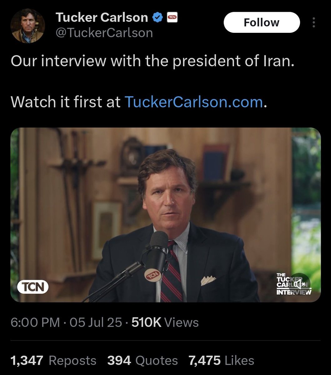 Tucker Carlson Secures Rare On-Camera Interview With Iran’s President ...