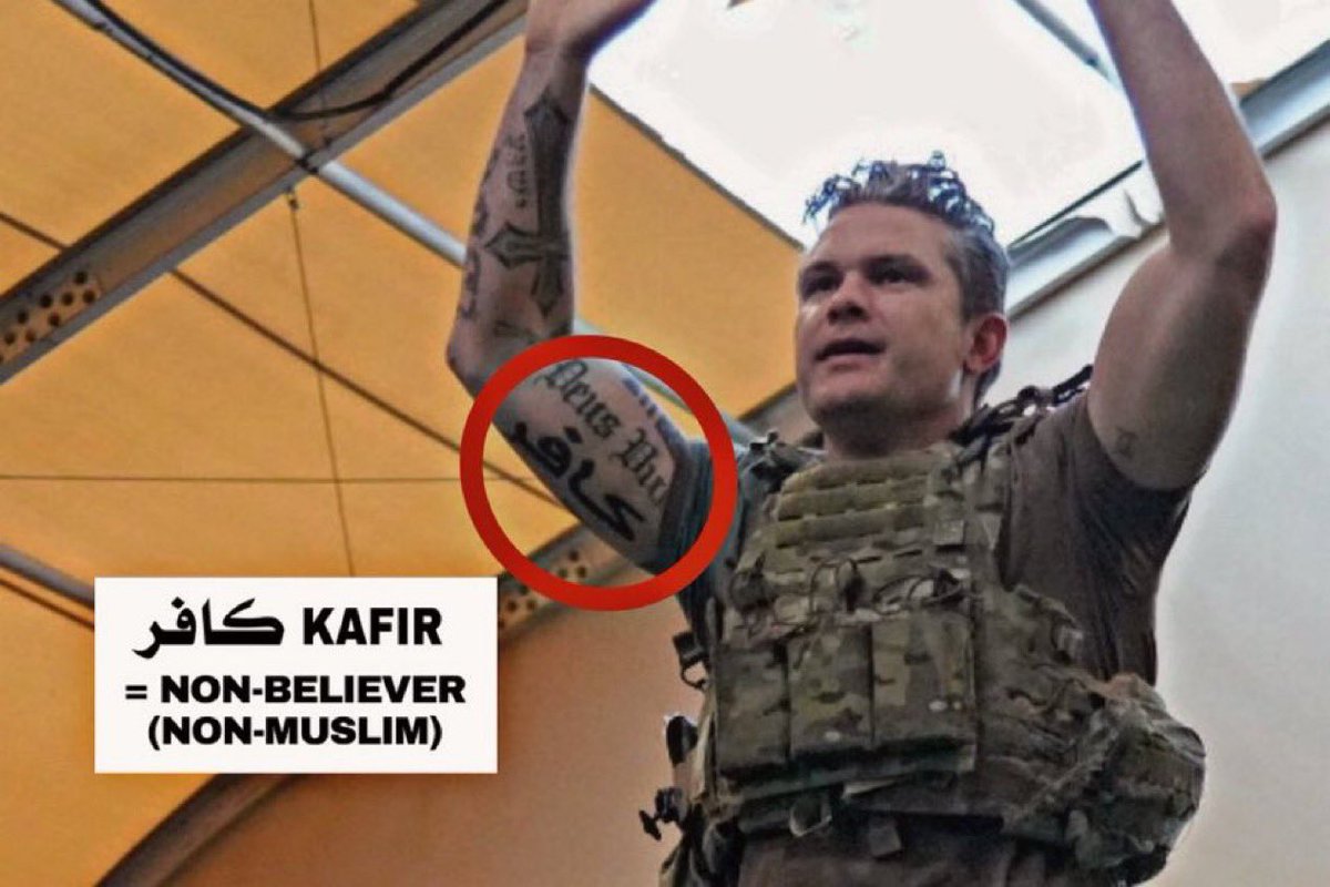 U.S. Defense Secretary Pete Hegseth Reveals 'Kafir' Tattoo During ...