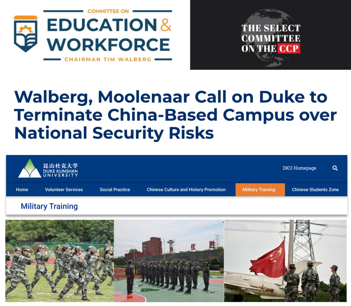 U.S. Lawmakers Urge Duke, President Vincent Price to End Duke Kunshan ...