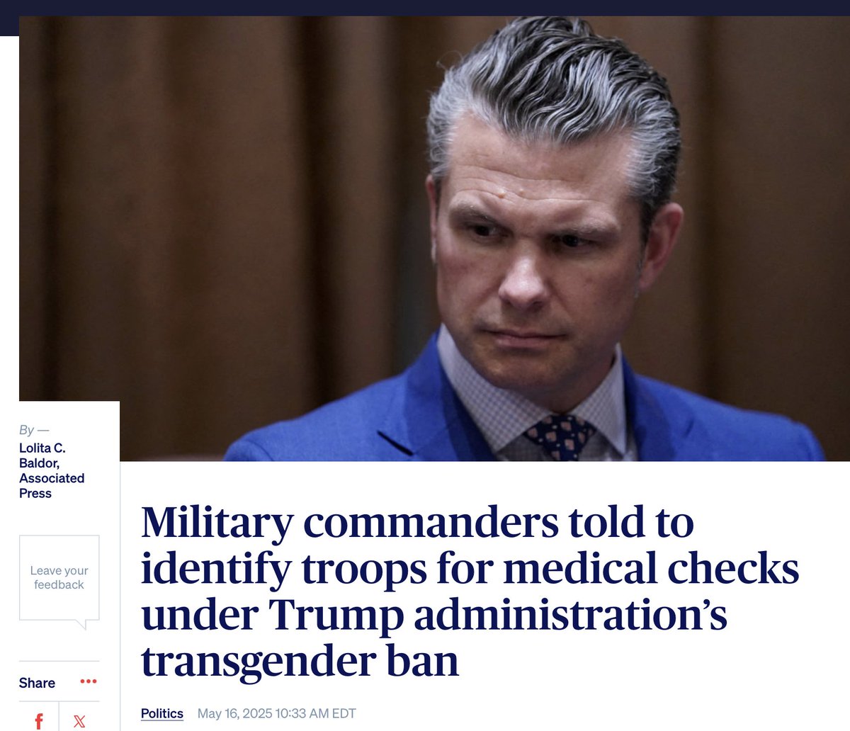 U.S. Military Enforces Trump's Transgender Ban with Medical Screening ...