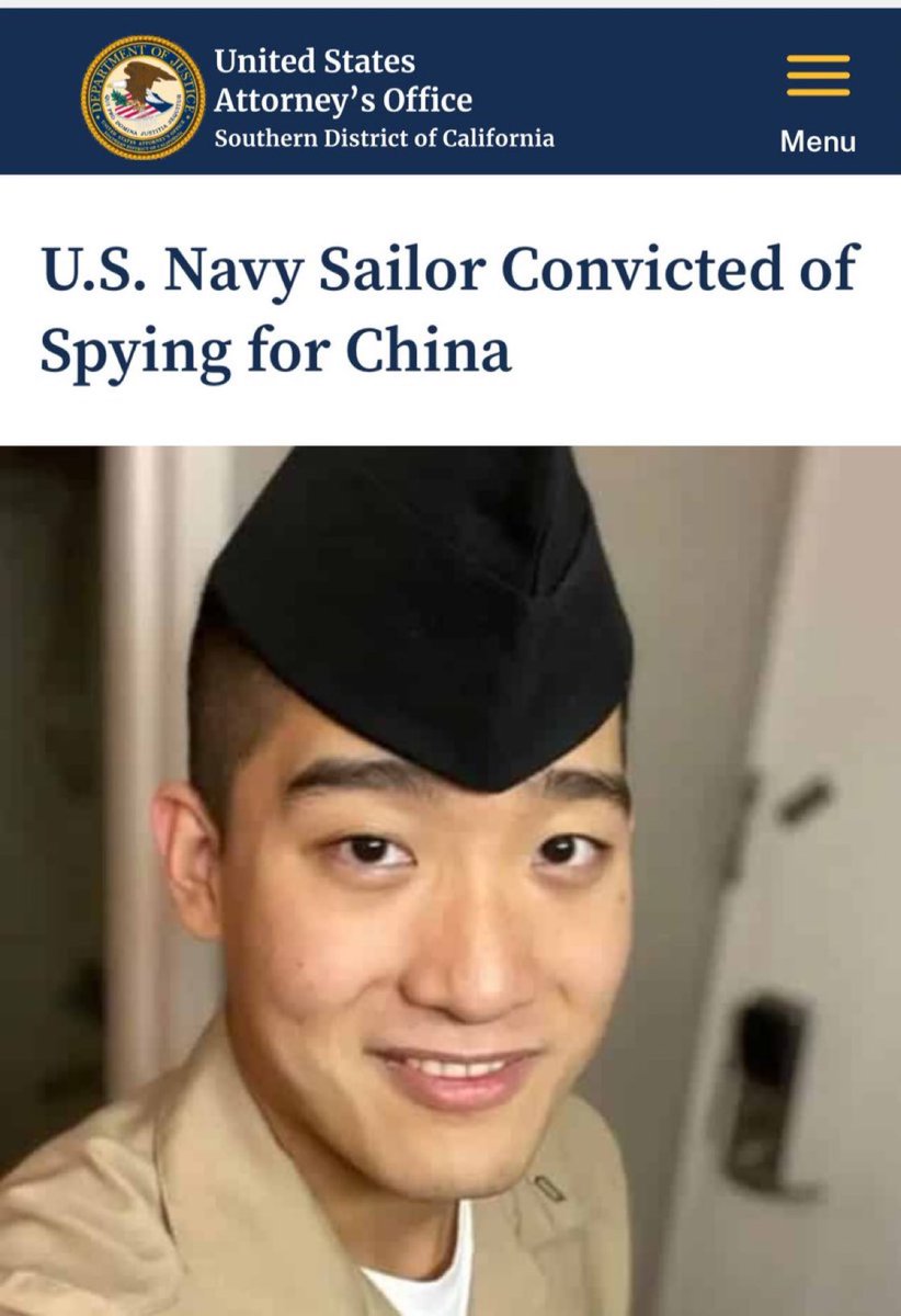 U.S. Navy Sailor Convicted on Six Counts of Spying for China, Sold ...
