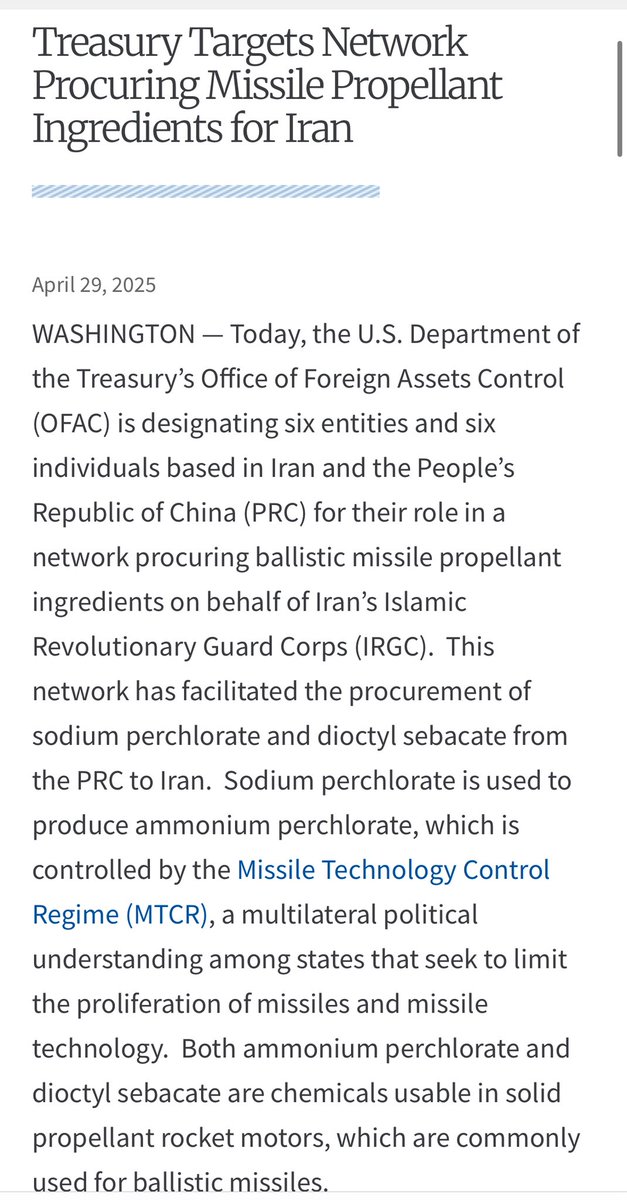 U.S. Sanctions Six Entities and Individuals in Iran, China for ...