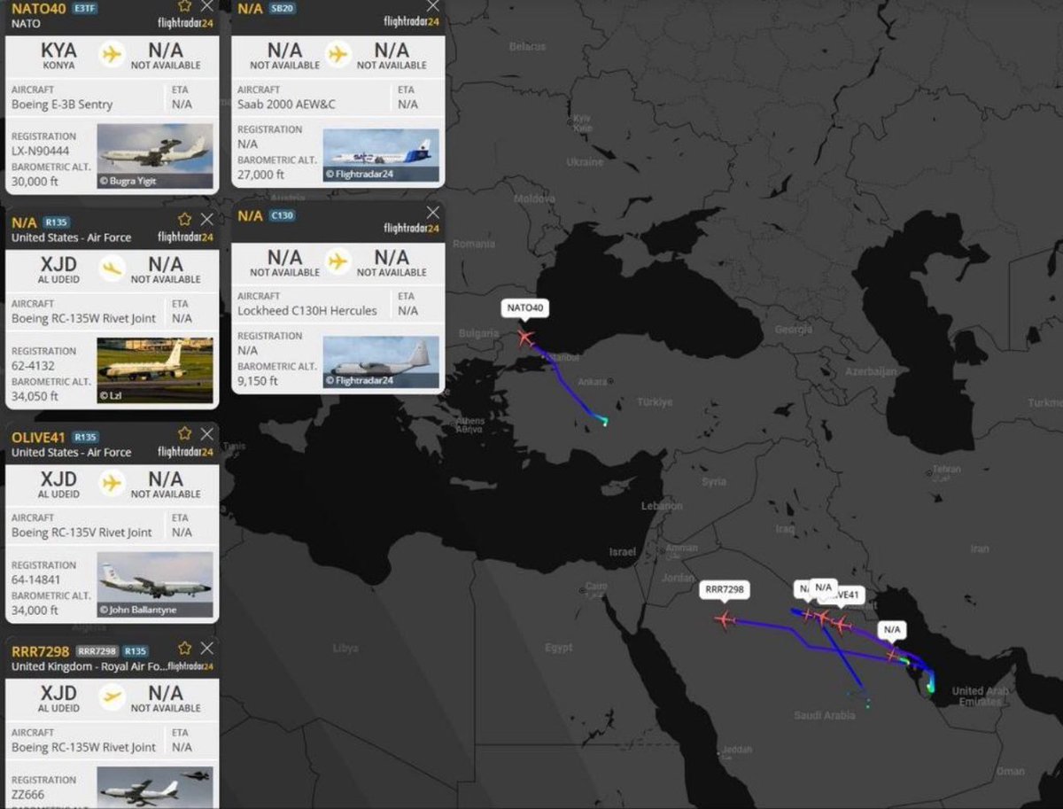 U.S., U.K. Pull Recon Jets From Qatar, Refuel Israeli Aircraft as Iran ...