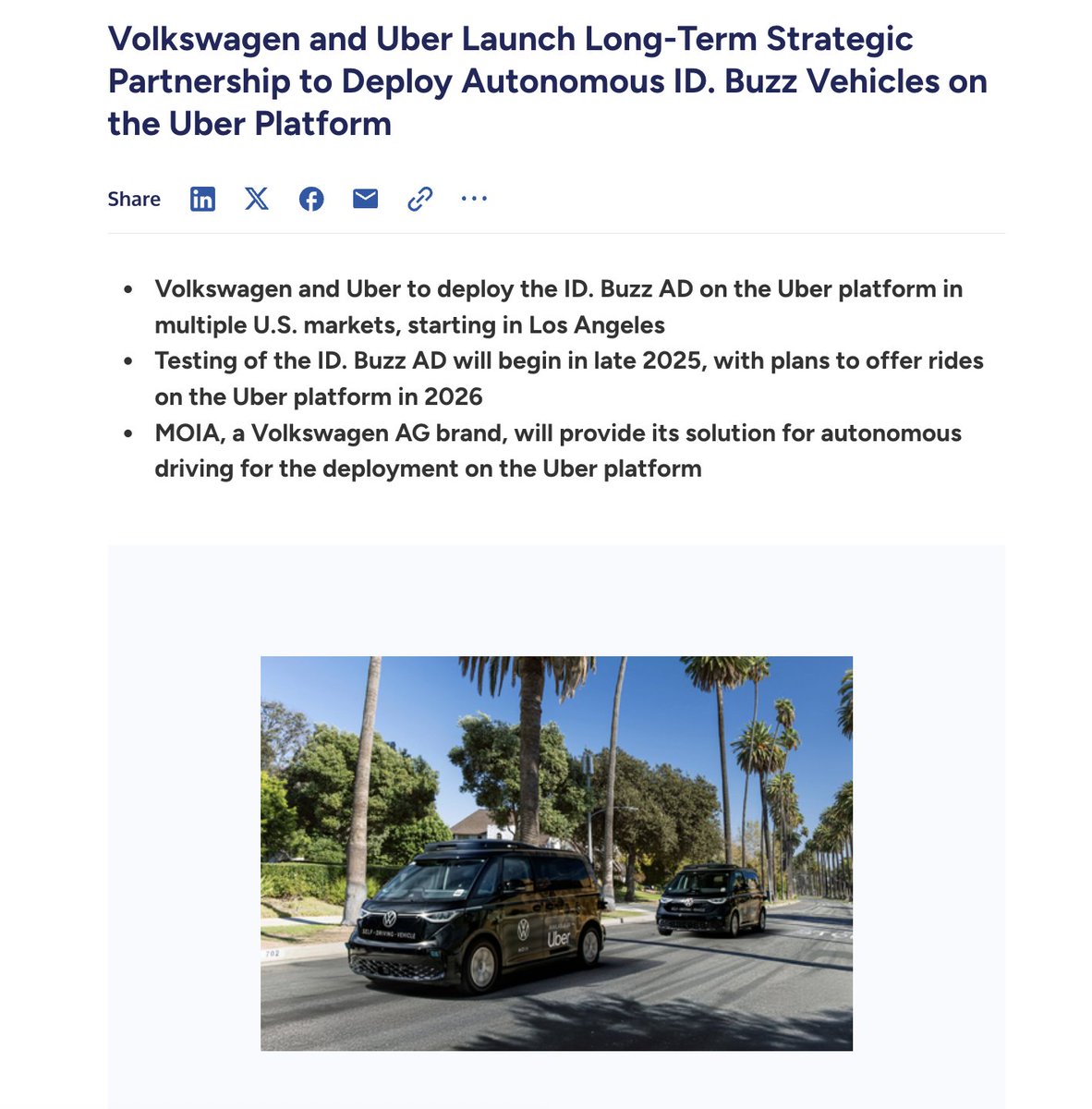 Uber and Volkswagen to Deploy ID. Buzz Autonomous Electric Robotaxis in US Starting 2025 ...