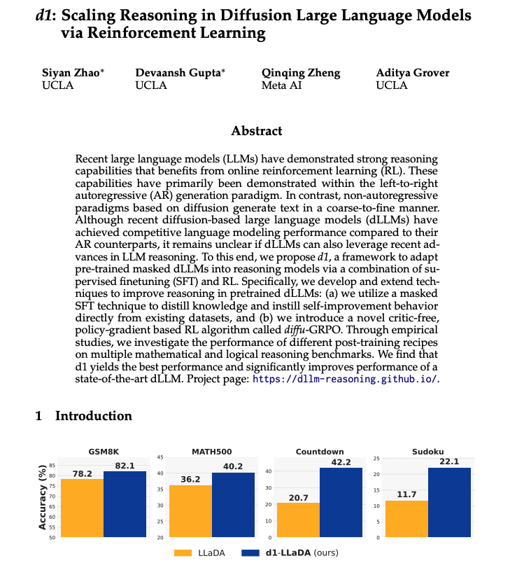 UCLA and Meta AI Develop Two-Stage d1 Framework Using Supervised Fine ...